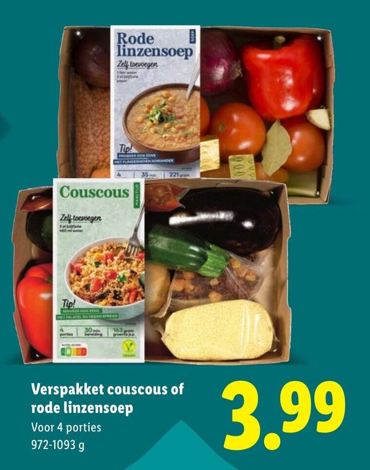 Verspakket couscous of rode linzensoep 972 - 1093 g aanbieding bij Lidl