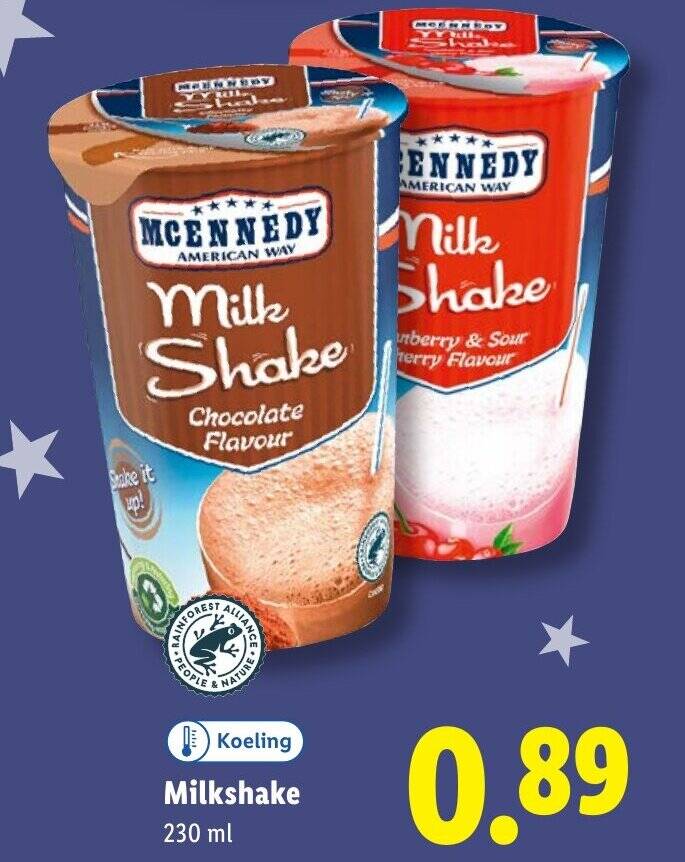 MCENNEDY Milk Shake 230 ml aanbieding bij Lidl