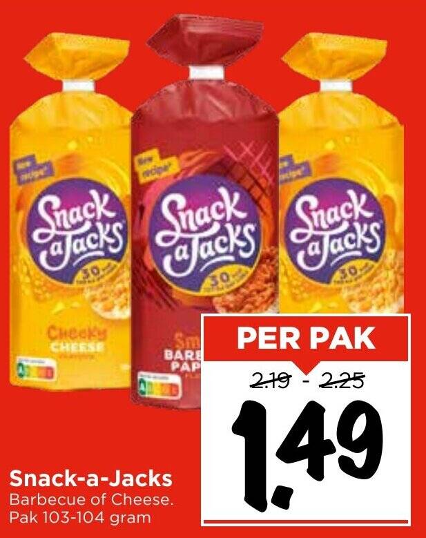 Snack a Jacks Barbecue of Cheese. 103-104 g aanbieding bij Vomar ...
