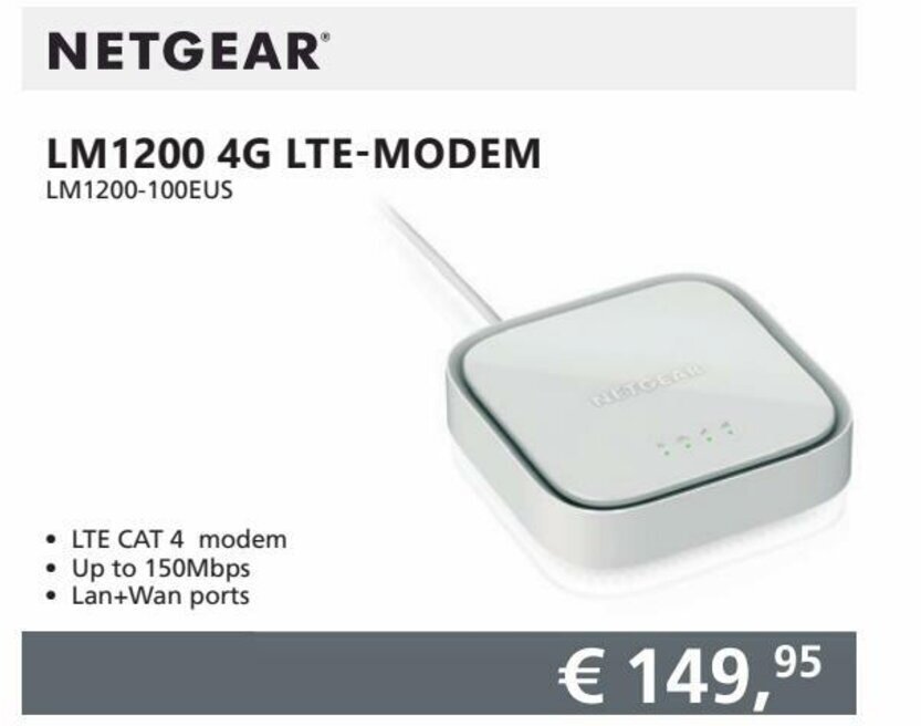 Netgear LM1200 4G LTE-Modem LM1200-100EUS aanbieding bij Informatique