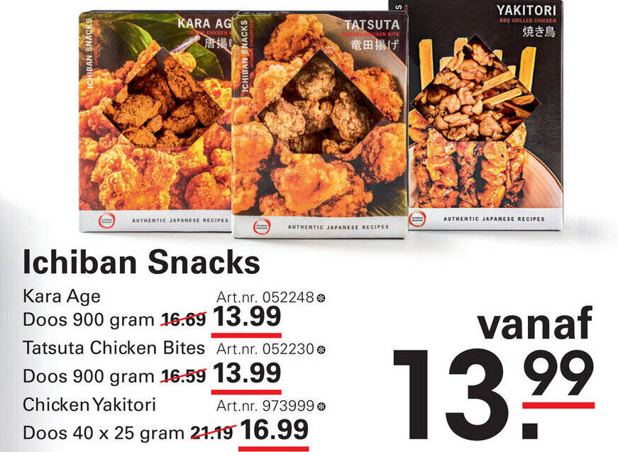 Ichiban Snacks 900 g aanbieding bij Sligro Geldig t/m 14-07-2025