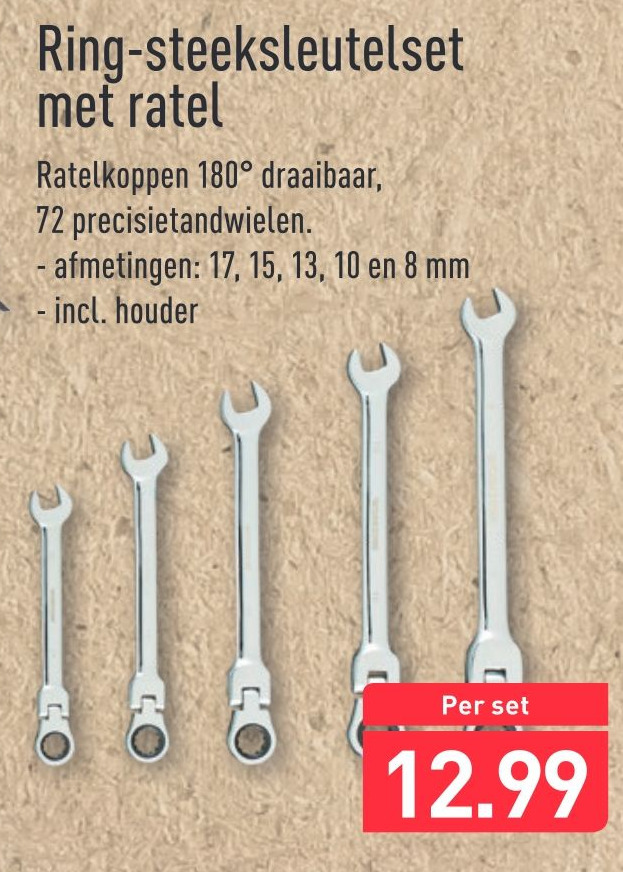 Ring-steeksleutelset met ratel aanbieding bij ALDI