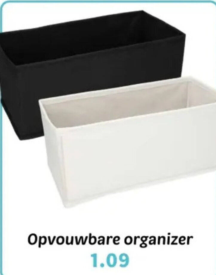 Opvouwbare organizer aanbieding bij Wibra