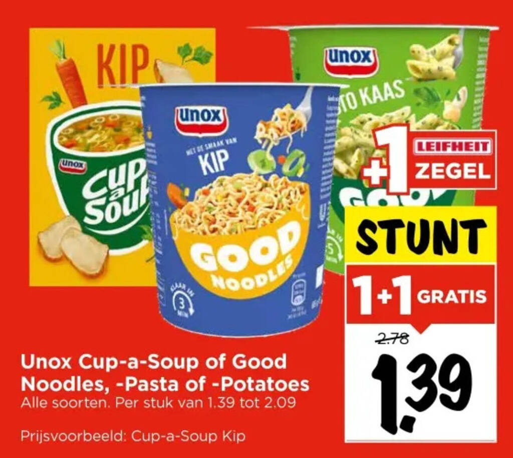 Unox Cup a Soup of Good Noodles, Pasta of Potatoes 1+1 GRATIS ...