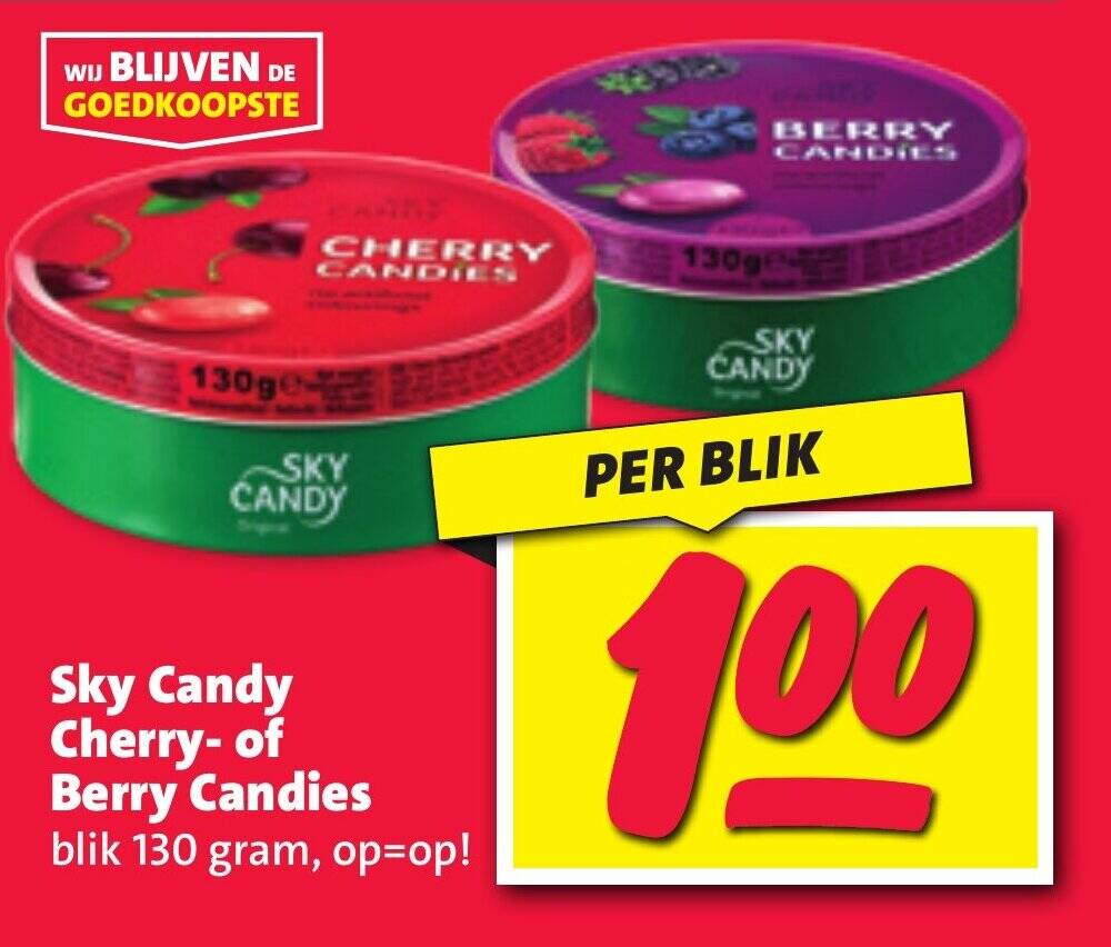 Sky Candy Cherry of Berry Candies 130 g aanbieding bij Nettorama
