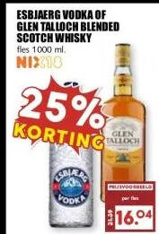 Esbjaerg vodka of glen talloch blended scotch whisky 1000 ml aanbieding ...
