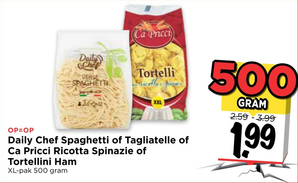 Diverse pasta producten 500gram aanbieding bij Vomar Voordeelmarkt