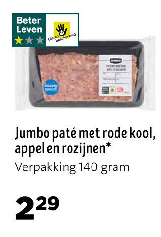 Jumbo paté met rode kool, appel en rozijnen* aanbieding bij Jumbo