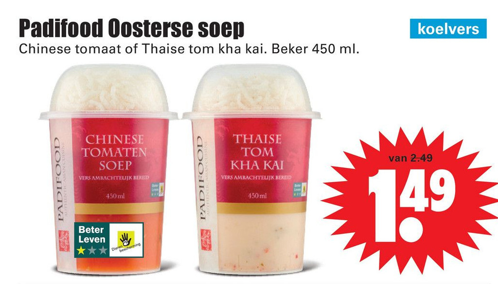 Padifood Oosterse soep aanbieding bij Dirk