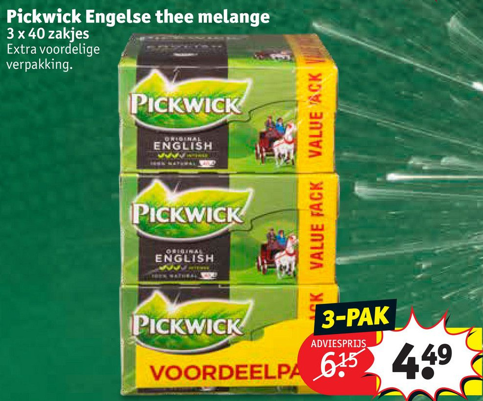 Pickwick Engelse thee melange 3 x 40 zakjes aanbieding bij Kruidvat