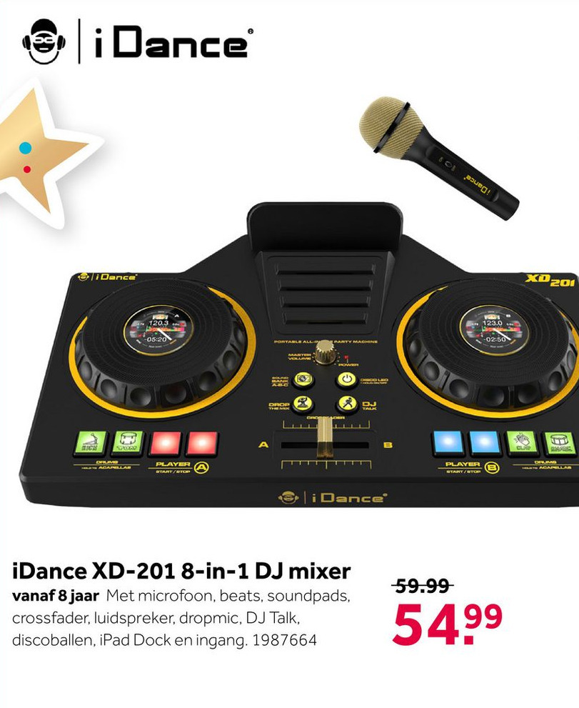 iDance 8-in-1 partysysteem DJ mixer aanbieding bij Intertoys