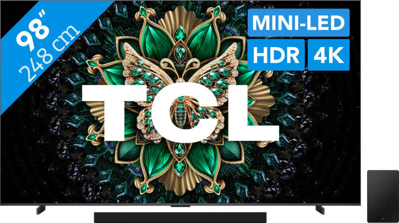 TCL 98 QD Mini-led C61K 4K (2025) + TCL Q75H aanbieding bij Coolblue