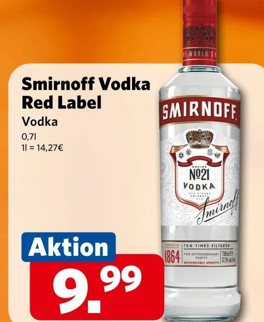Smirnoff Vodka Red Label aanbieding bij Combi