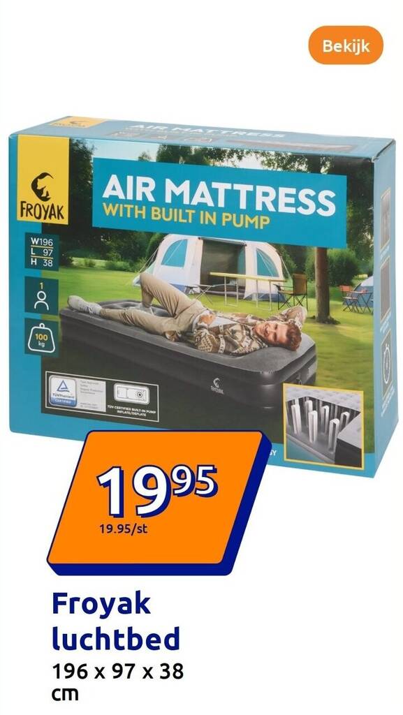 Froyak luchtbed 196 x 97 x 38 cm aanbieding bij Action