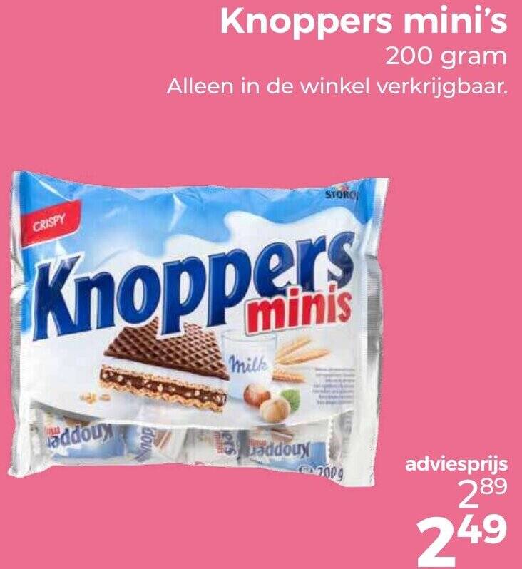 Knoppers mini's 200 gram aanbieding bij Trekpleister