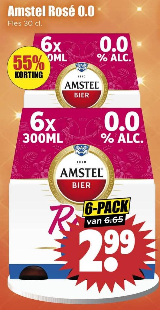 Amstel Rosé 0.0 30 cl aanbieding bij Dirk € 2,99