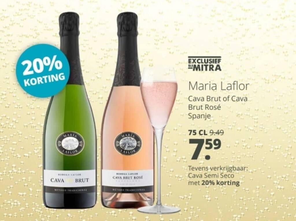 Maria Laflor Cava Brut of Cava Brut Rosé 70 cl aanbieding bij Mitra
