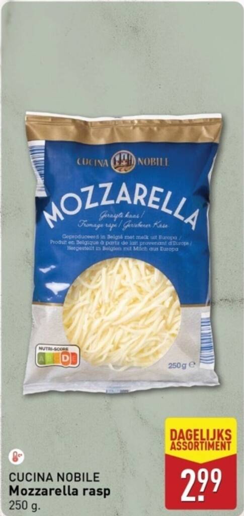 Cucina nobile mozzarella rasp 250 g aanbieding bij ALDI