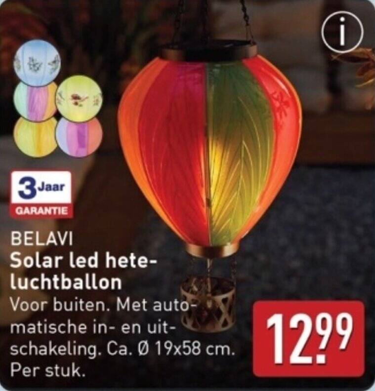 Belavi solar led heteluchtballon 19 x 58 cm aanbieding bij ALDI