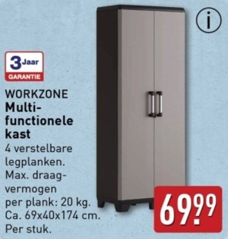 Workzone multi-functionele kast 69 x 40 x 174 cm aanbieding bij ALDI