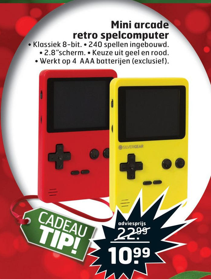 Mini arcade retro spelcomputer aanbieding bij Trekpleister