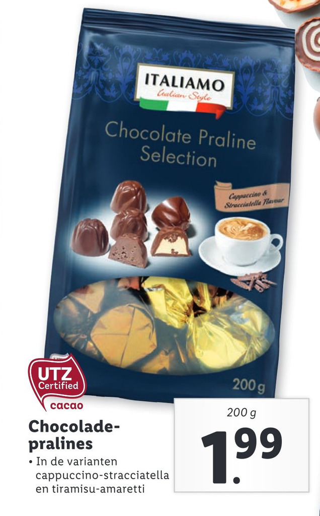 Chocolade Pralines 200g aanbieding bij Lidl