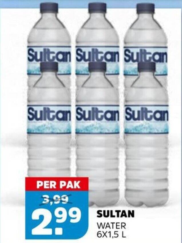Sultan water 1,5 l aanbieding bij Sahan Supermarkten