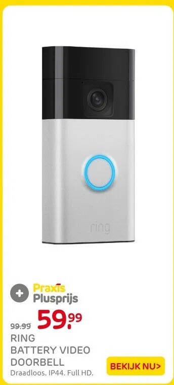 RING BATTERY VIDEO DOORBELL aanbieding bij Praxis