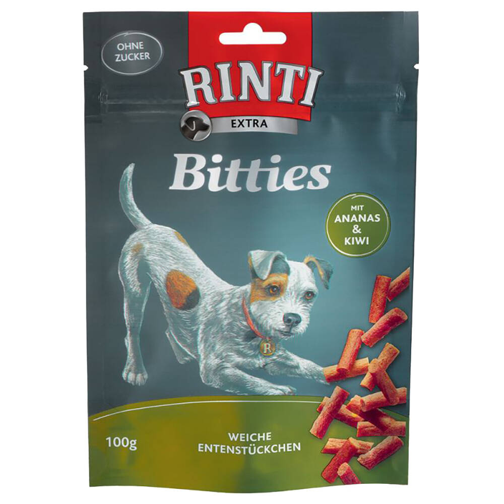 RINTI Extra Bitties 100 g - Eend met Ananas & Kiwi aanbieding bij Zooplus