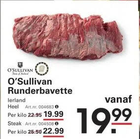 O'Sullivan Runderbavette aanbieding bij Sligro