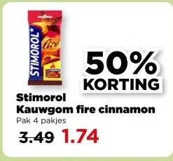 Stimorol Kauwgom fire cinnamon aanbieding bij PLUS