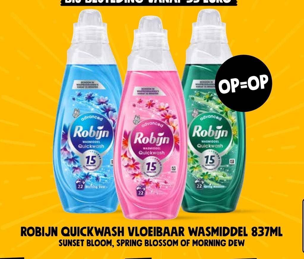 Robijn quickwash vloeibaar wasmiddel aanbieding bij Jumbo