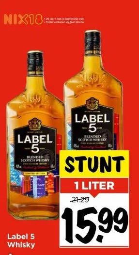 Label 5 Whisky aanbieding bij Vomar Voordeelmarkt