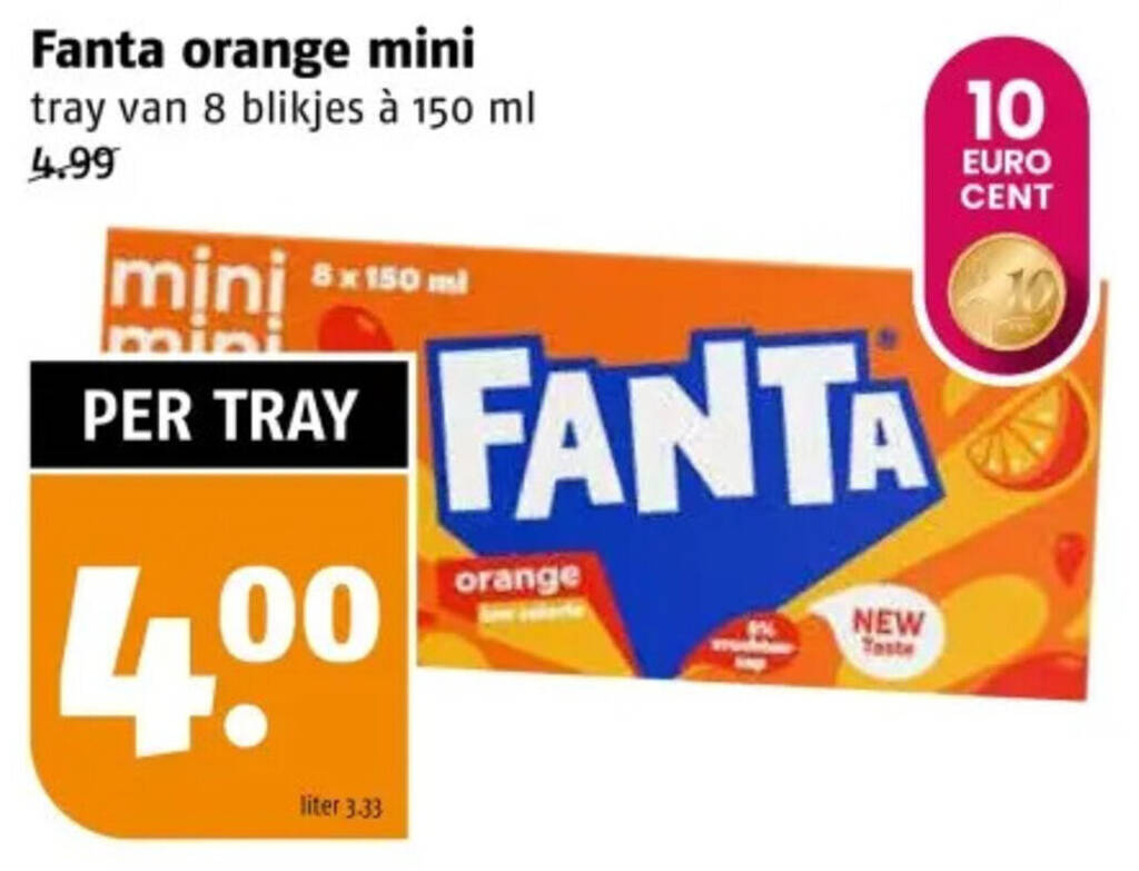 Fanta orange mini 150 ml aanbieding bij Poiesz