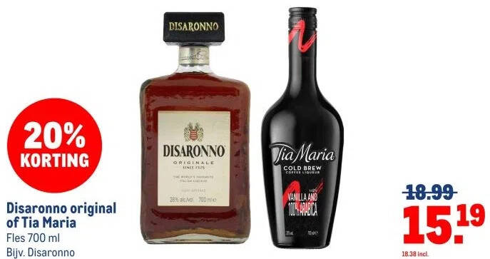 Disaronno original of Tia Maria aanbieding bij Makro