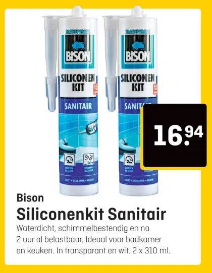 Bison Siliconenkit Sanitair aanbieding bij Hubo
