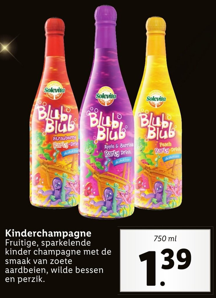 Solevita Kinderchampagne Blub Blup 750ml aanbieding bij Lidl