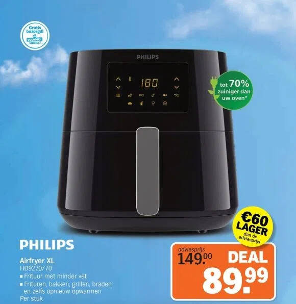PHILIPS Airfryer XL HD9270/70 aanbieding bij Albert Heijn