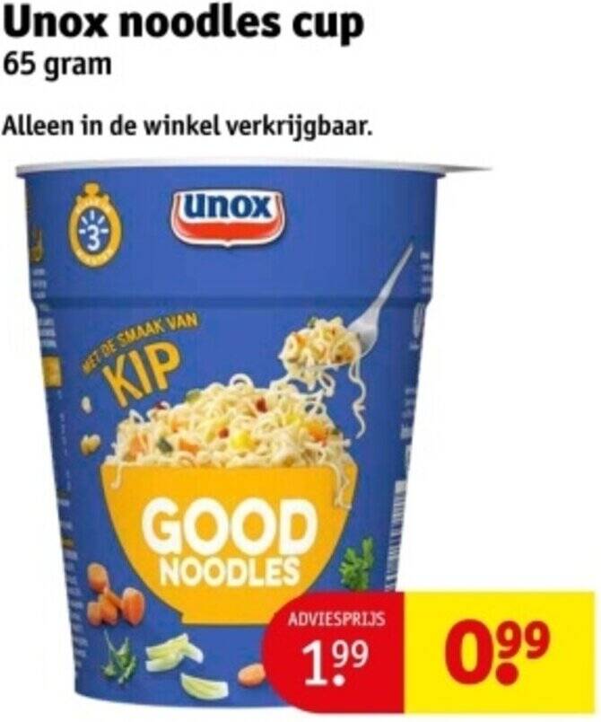 Unox noodles cup 65 g aanbieding bij Kruidvat