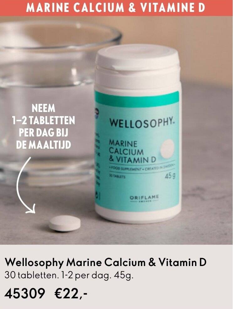 Wellosophy Marine Calcium & Vitamin D 30 tabletten. 1-2 per dag. 45 g ...