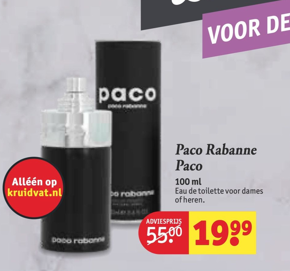 Paco Rabanne Paco 100 ml aanbieding bij Kruidvat