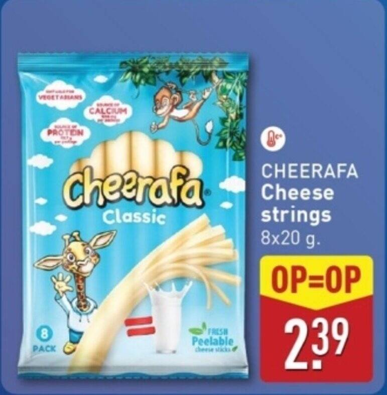 Cheerafa cheese strings 8 x 20 g aanbieding bij ALDI