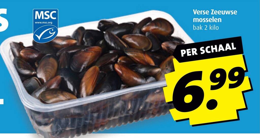 Verse Zeeuwse mosselen 2 kg aanbieding bij Boni