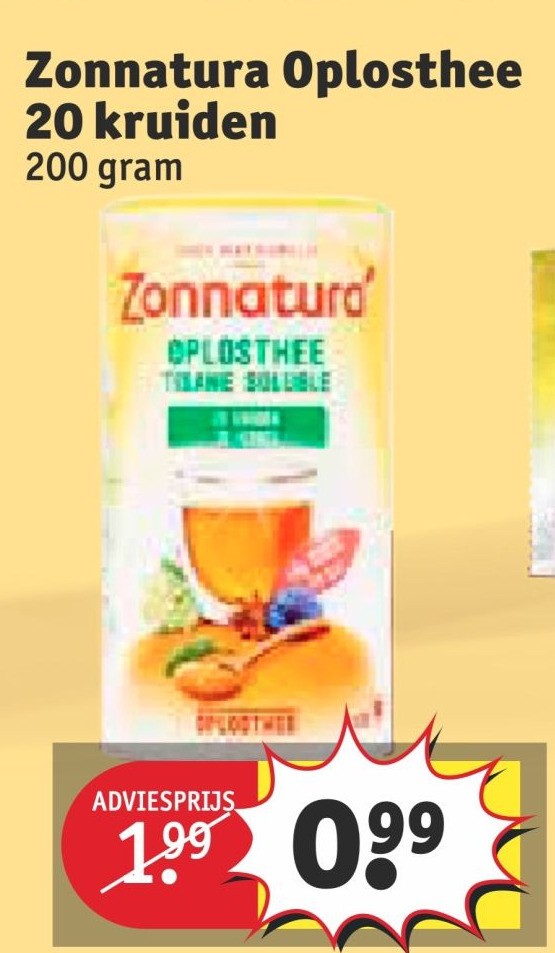 Zonnatura Oplosthee 20 kruiden 200 gram aanbieding bij Kruidvat