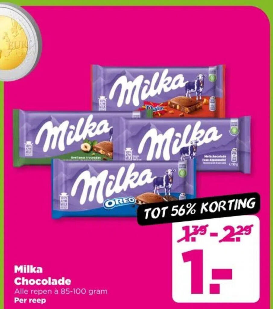 Milka Chocolade 85 - 100 g aanbieding bij PLUS