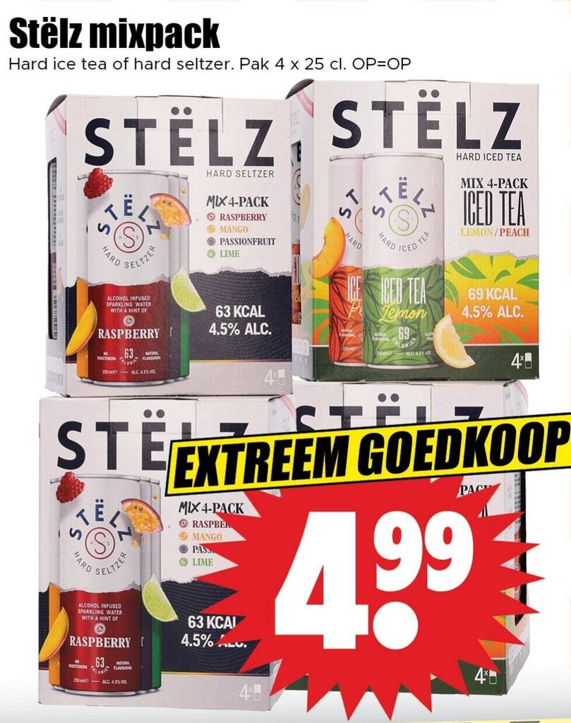 Stëlz Mixpack 4 x 25 cl aanbieding bij Dirk
