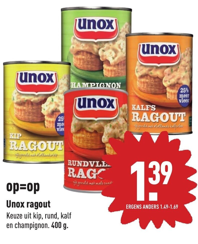 Unox ragout 400g aanbieding bij ALDI