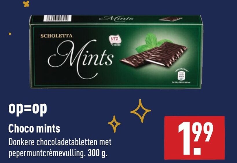 Choco mints 300g aanbieding bij ALDI
