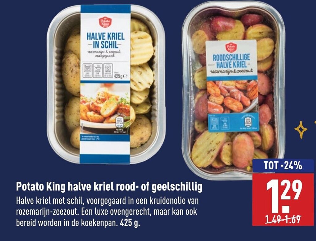Potato King halve kriel rood- of geelschillig 425g aanbieding bij ALDI