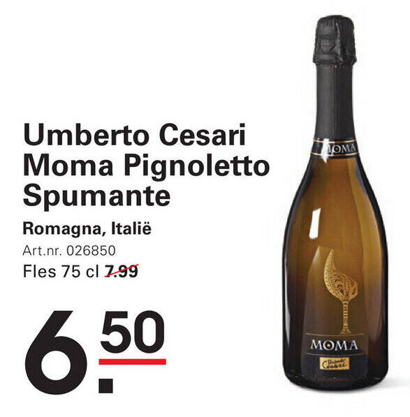Umberto Cesari Moma Pignoletto Spumante 75 cl. aanbieding bij Sligro
